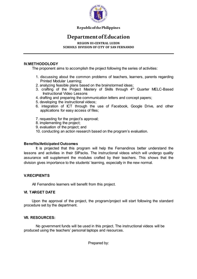 Epp tle-tvl project proposal | DOCX