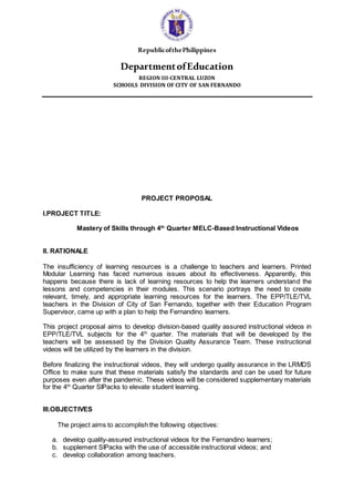 Epp tle-tvl project proposal | DOCX