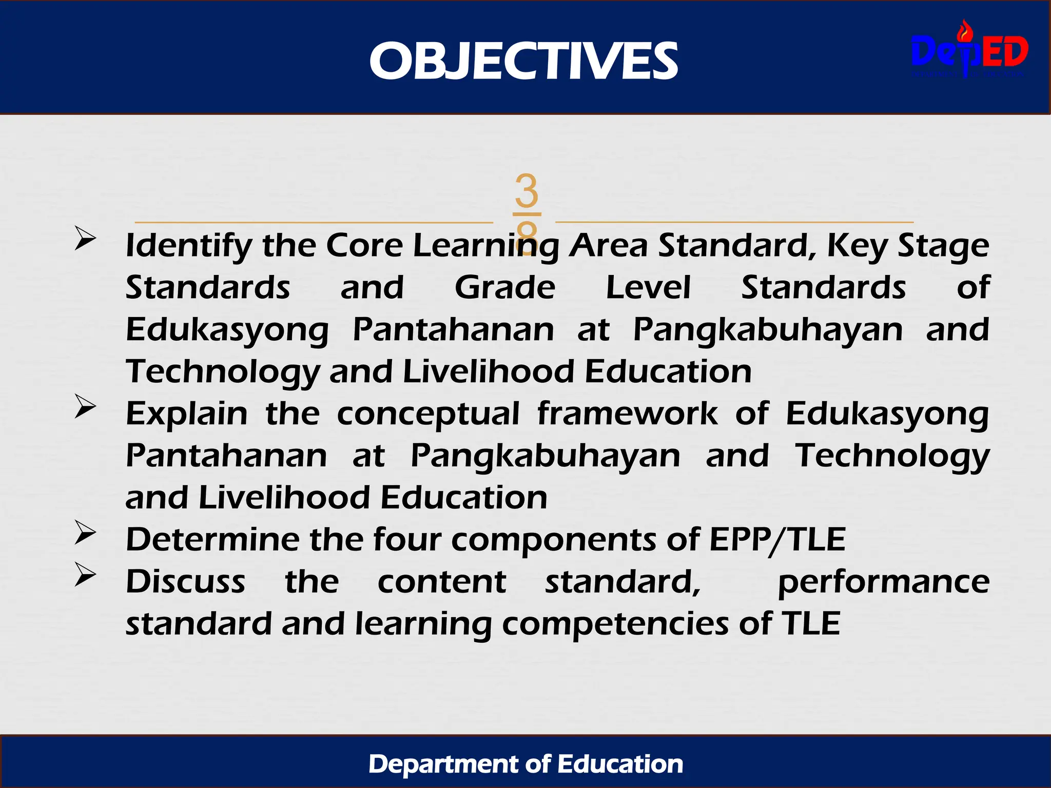 EPP-TLE Curriculum Framework for school use | PPTX