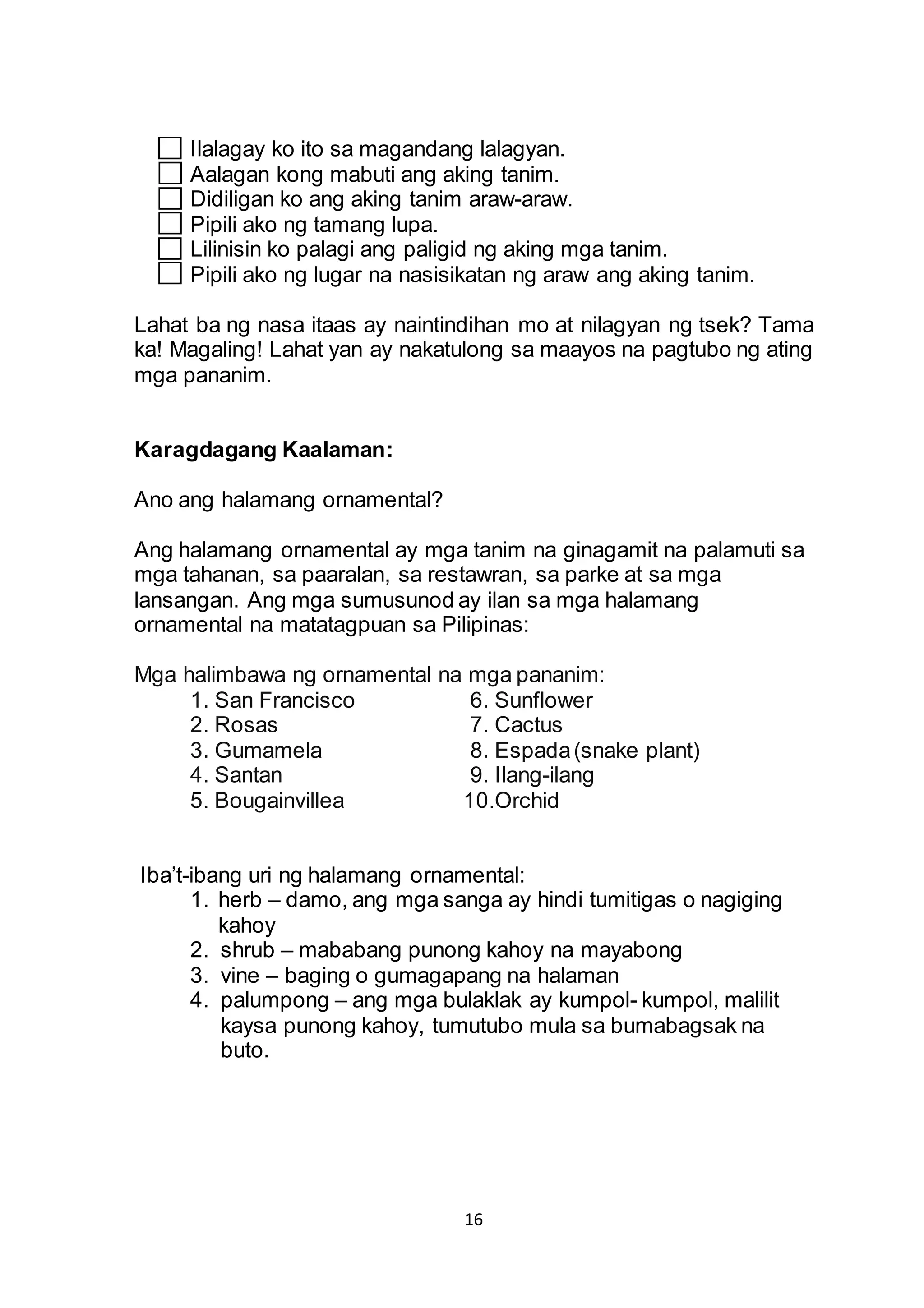 EPP4_Q1_Mod1_Mga Kasanayan at Kaalaman sa Pagtatanim ng Halamang Ornamental _Version 3.docx