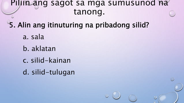 EPP 5 HE - Mga Kagamitan at Kasangkapan sa Pagsasaayos | PPTX