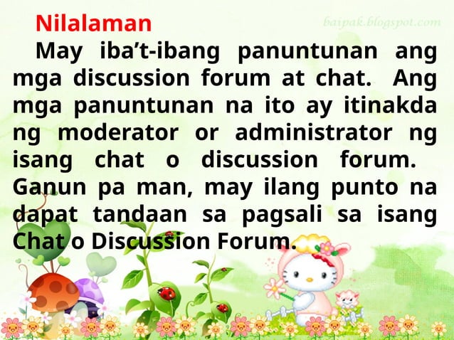 EPP 5 ICT Mga Panuntunan Sa Pagsali Sa Discussion Forum at Chat.pptx