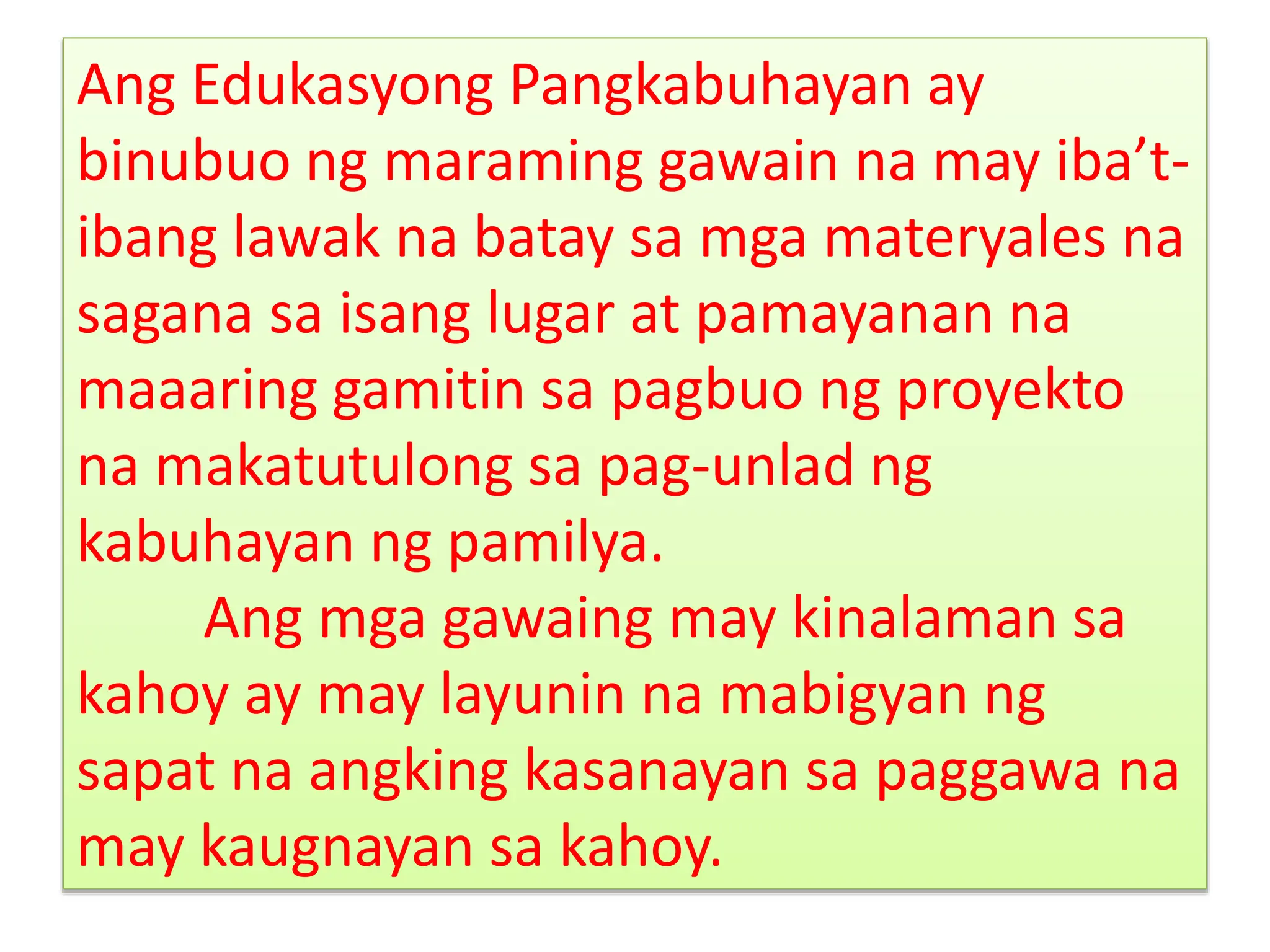 EPP 5 PPT Q3 W1 Day 5 - Mahalagang Kaalaman At Kasanayan Sa Gawaing ...