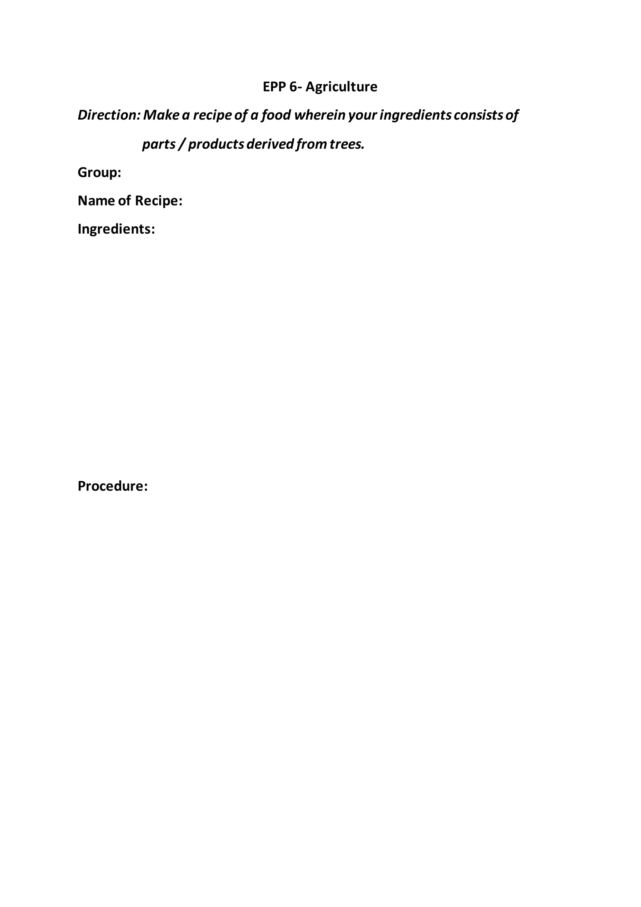 Epp 6 activity 2 | DOCX | Cooking | Food & Drink