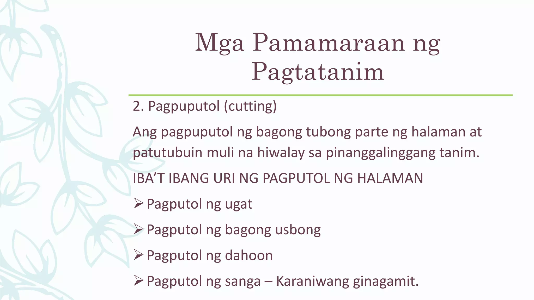 Epp 6 aralin 2 mga kagamitan at paraan sa pagtatanim | PPTX
