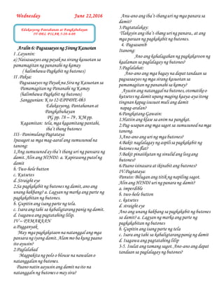 Epp aralin 5 8 pangangalaga ng kasuotan | DOCX