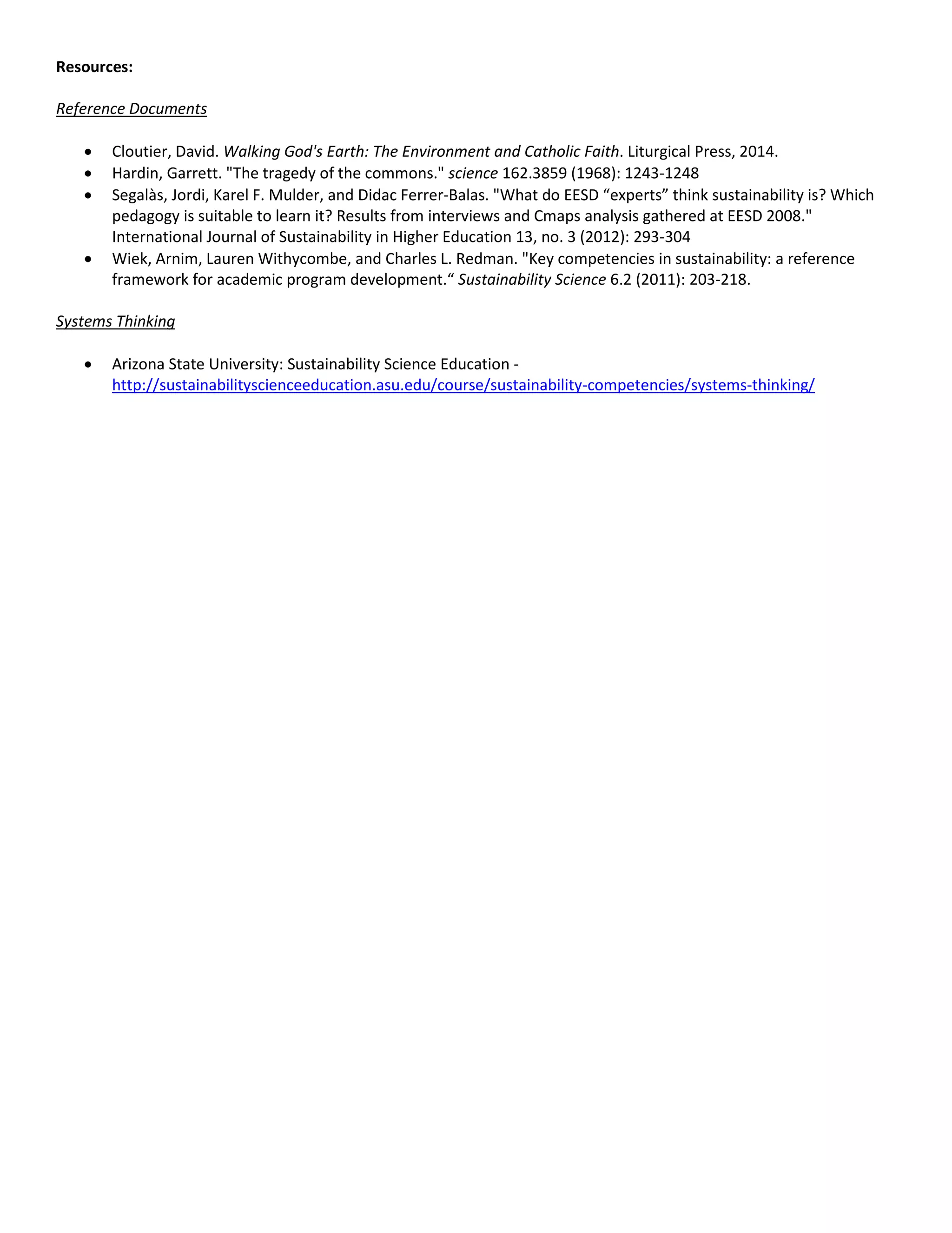 Lesson 1: Course Introduction / Sustainability & Systems Thinking | PDF