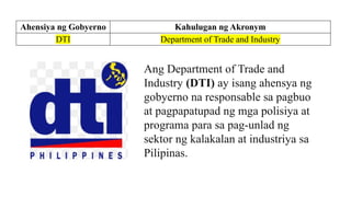 EPP 4 QUARTER 2 WEEK 2 LESSON Mga Ahensya at Organisasyong Tumutulong ...