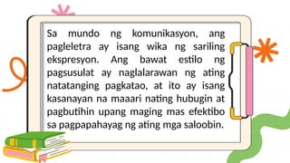 Iba't Ibang Uri ng Lettering Styles at mga Gabay sa Pagleletra | PPTX