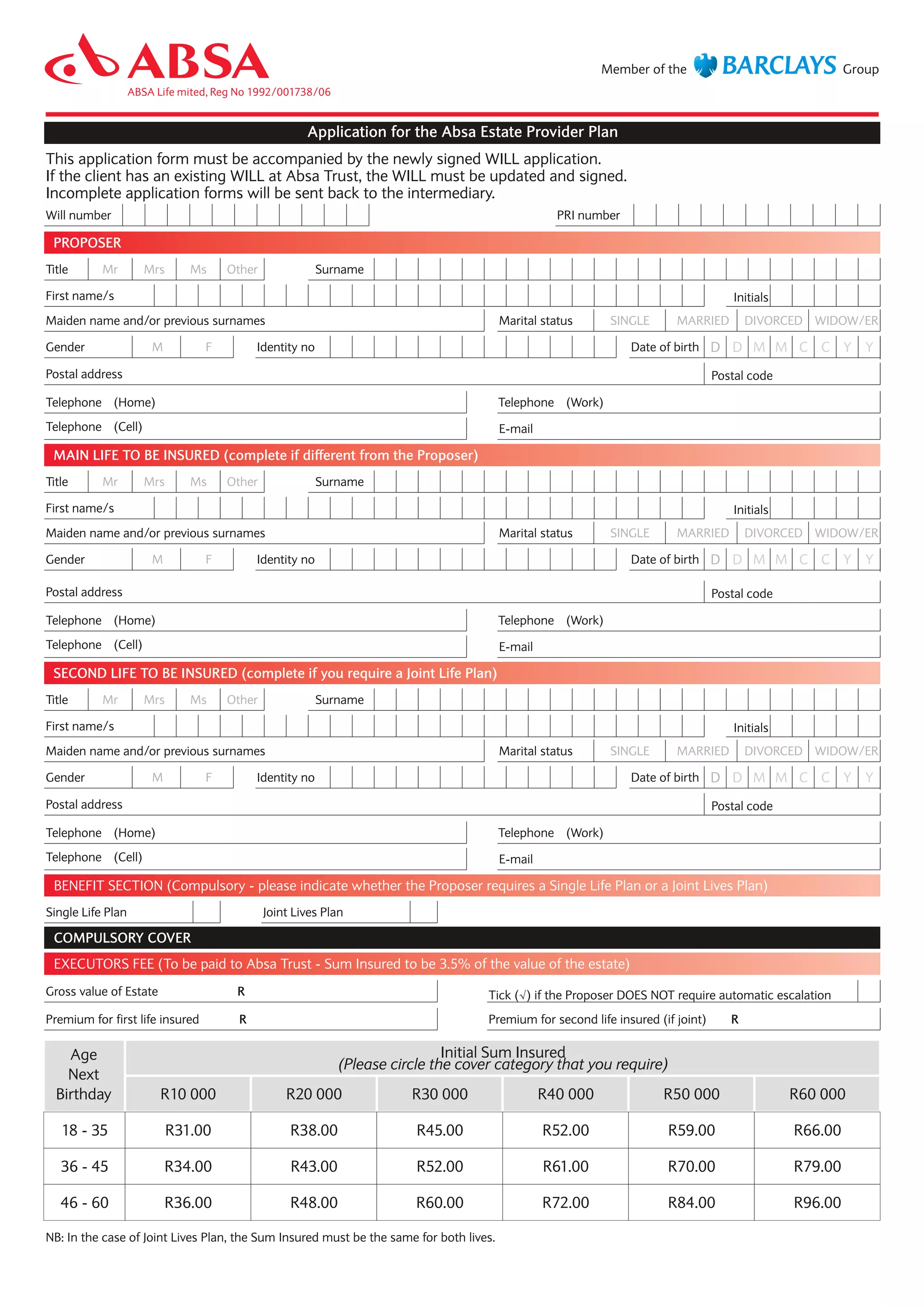 Absa Estate Provider plan | PDF