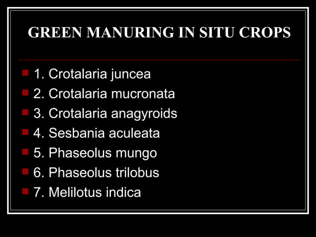 Green Manuring | PPT | Agriculture | Industries