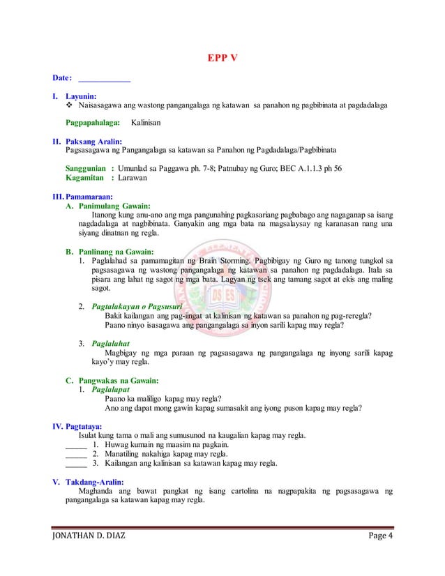 Epp v 1 st grading period | DOCX