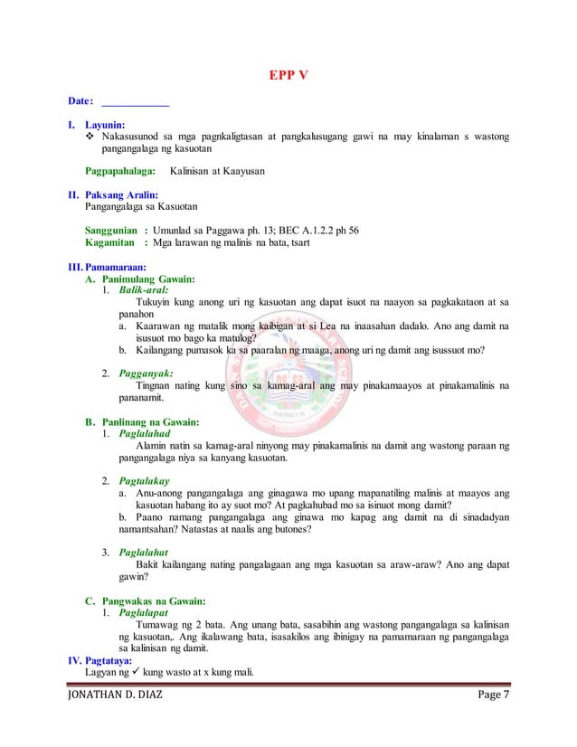 Epp v 1 st grading period | DOCX