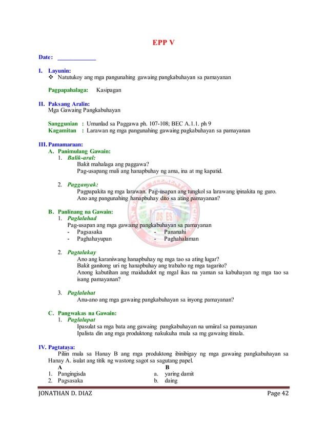 Epp v 1 st grading period | PDF