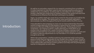 Epq artefact research | PPTX