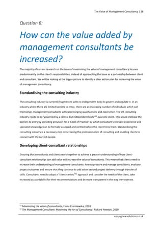 The Value of Management Consultancy in Relation to Client Organisations ...