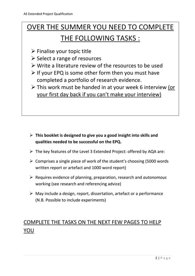 Epq research booklet | DOCX