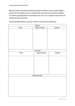 Epq research booklet | DOCX
