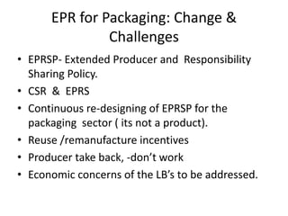 EPR for Packaging Opportunities and Challenges | PDF