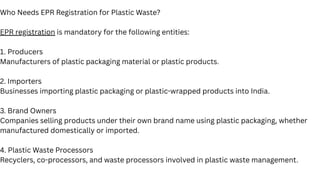 EPR Registration for Plastic Waste: Process, Rules & Compliance | PDF