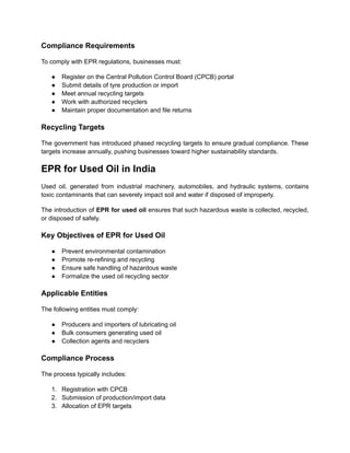 EPR for Waste Tyres and EPR for Oil : BR & Associates | PDF