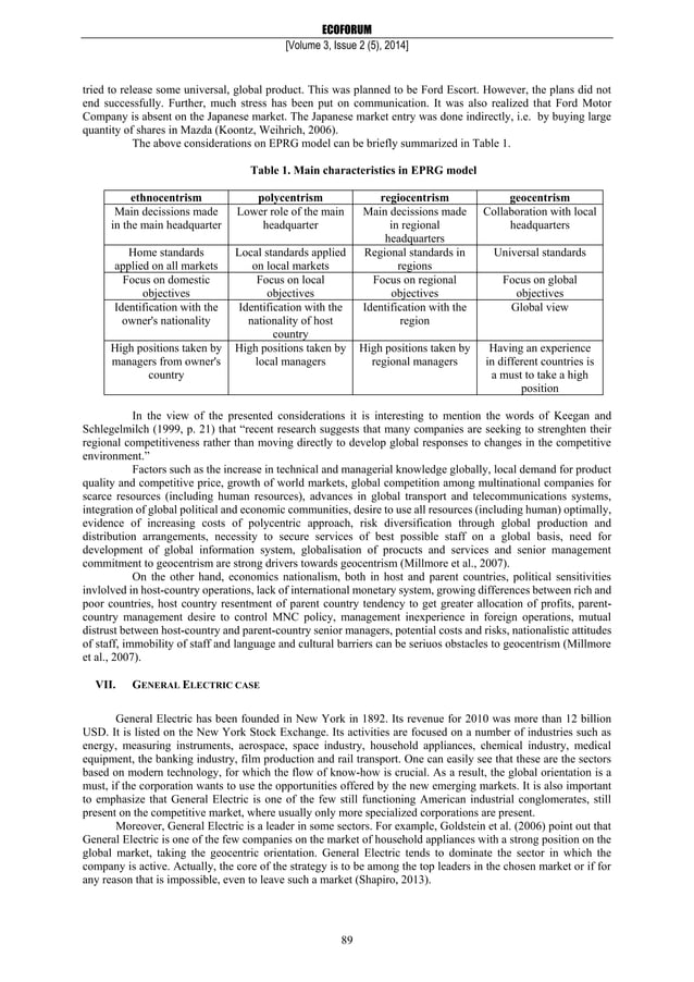 Ethnocentric, polycentric, regiocentric, geocentric model (EPRG) or EPG Model | PDF | Large ...