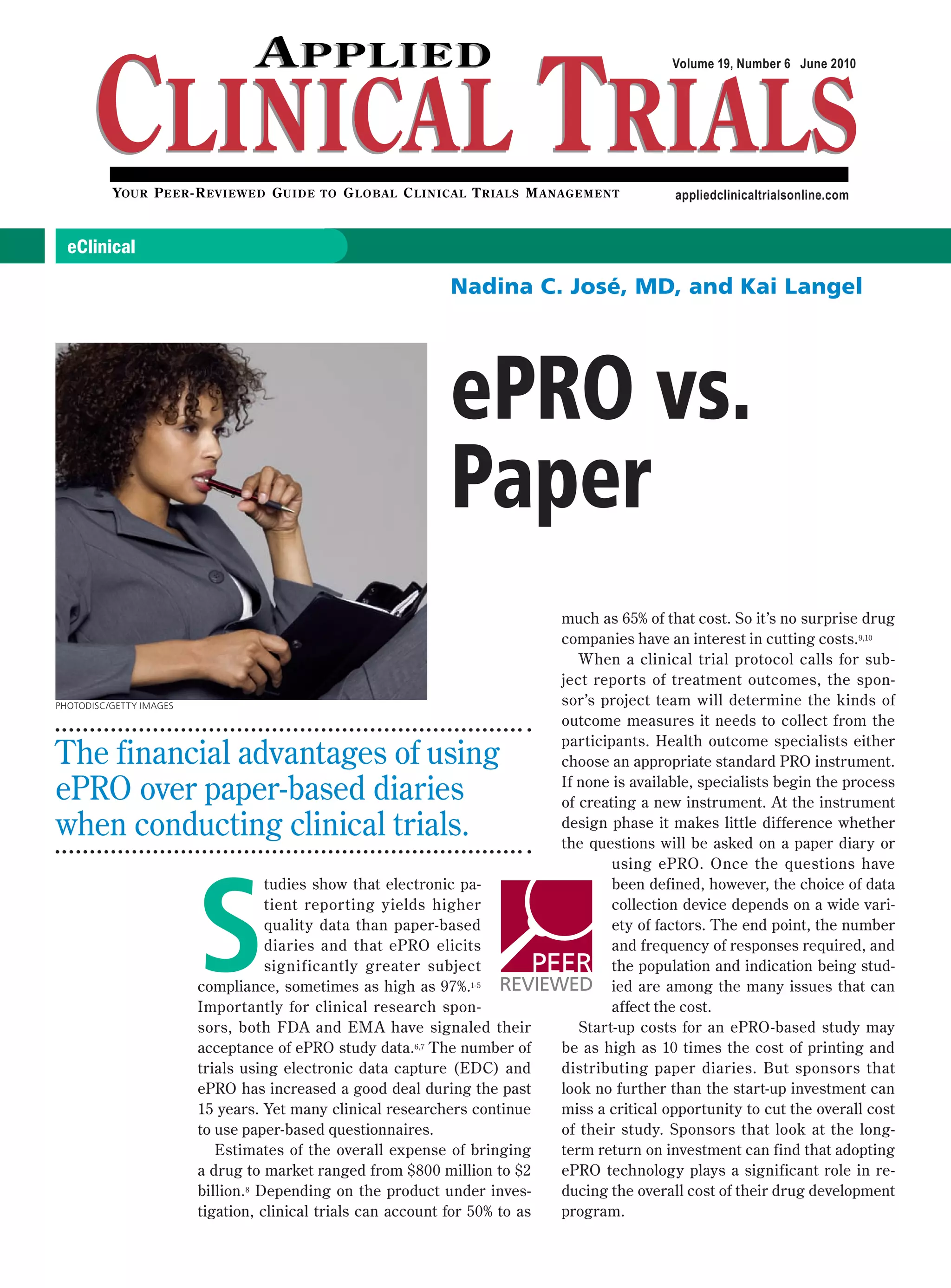 ePRO vs. Paper: Applied Clinical Trials | PDF