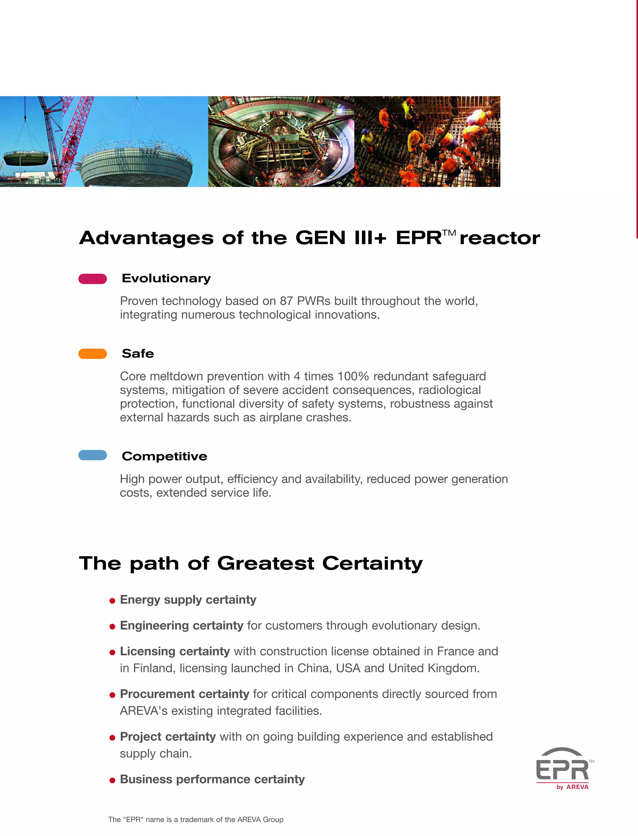 EPR™, the 1600+ MWe Reactor - 2009 Issue | PDF