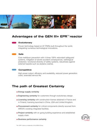 EPR™, the 1600+ MWe Reactor - 2009 Issue | PDF