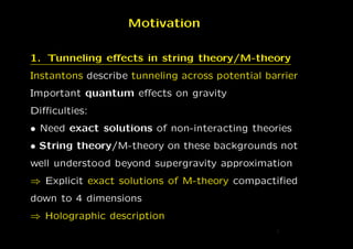 Bubbles of True Vacuum and Duality in M-theory | PPT