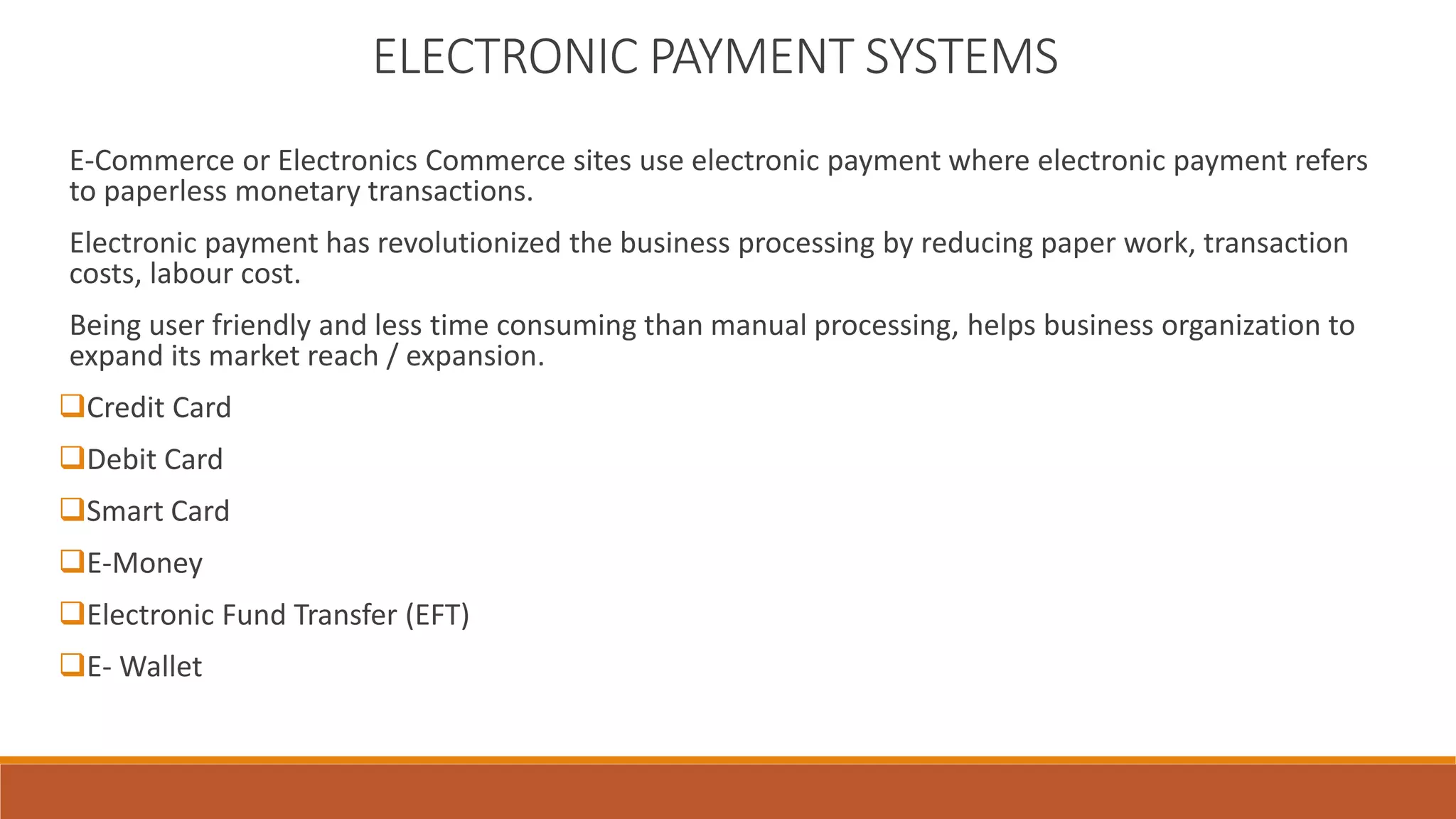 Electronic Payment Systems in E Commerce | PPTX
