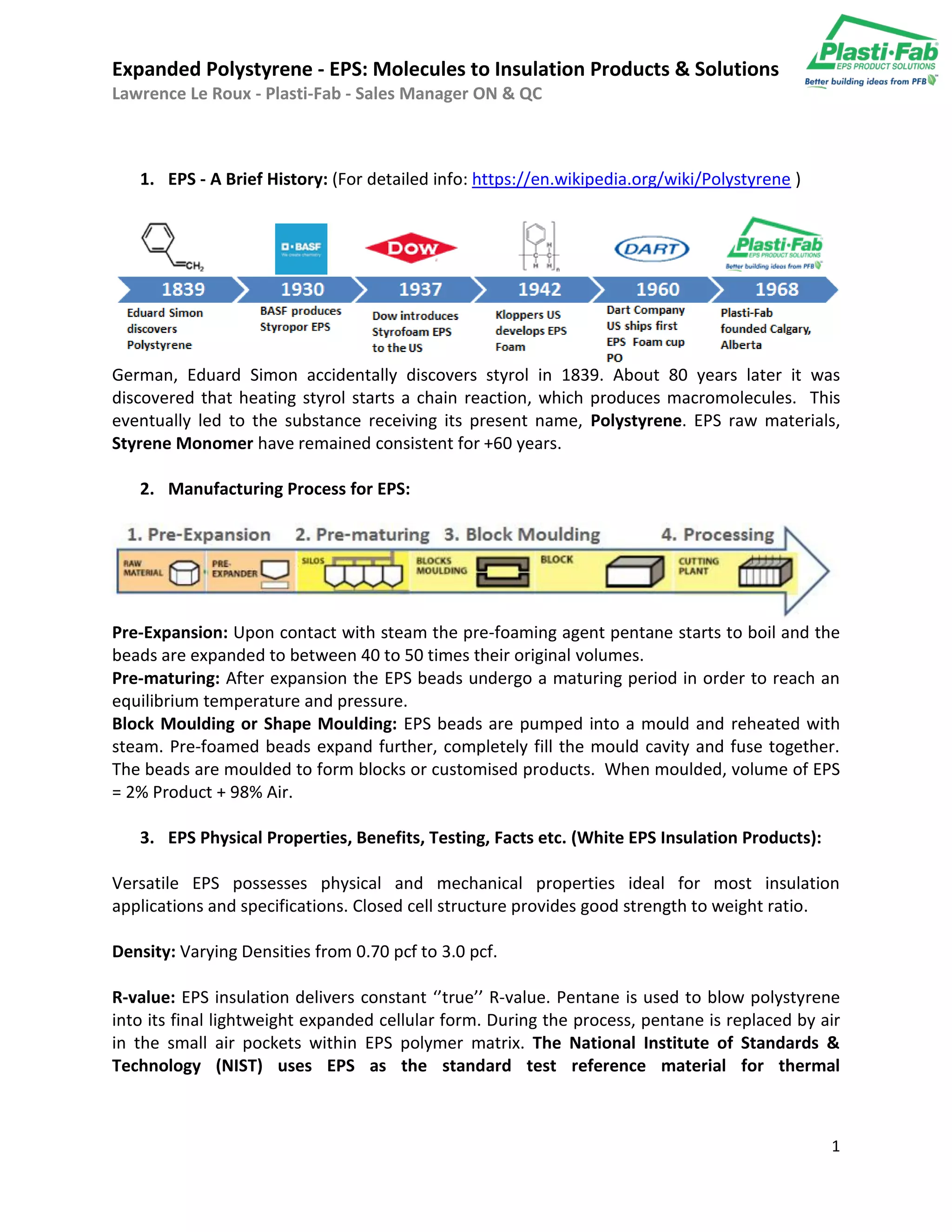 Expanded Polystyrene-EPS-Molecules to Insulation Products & Solutions | PDF
