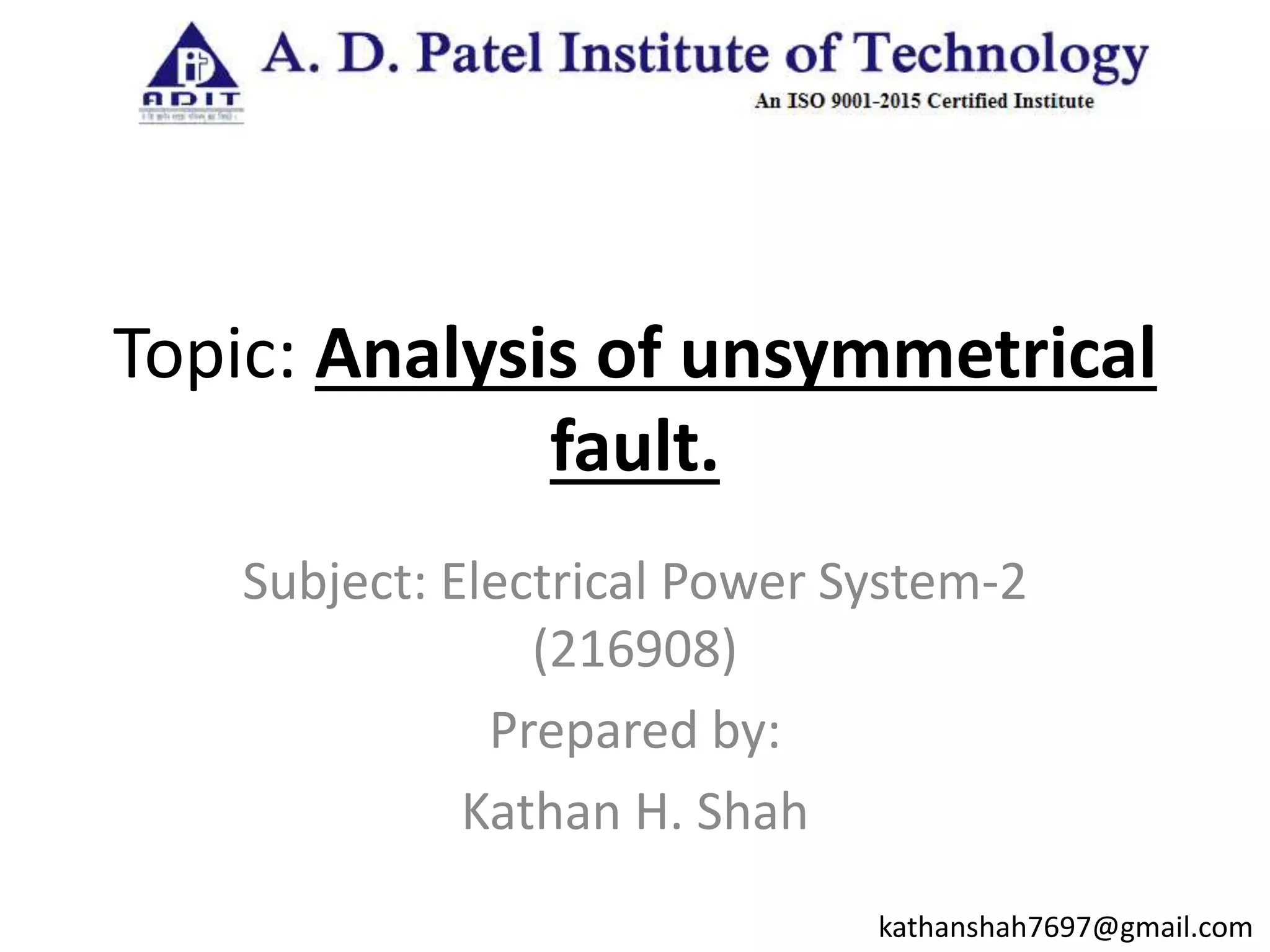 Analysis Of Unsymmetrical Faults Ppt