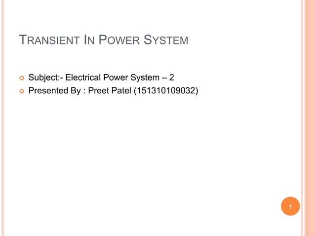 Transient in Power system | PPTX | Physics | Science