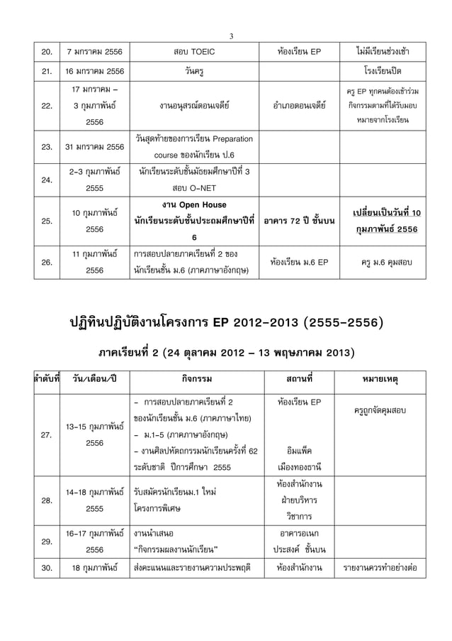 Ep school calendar 2012 13(แก้ใหม่ล่าสุดไทย แล้วแก้อีก) | PDF