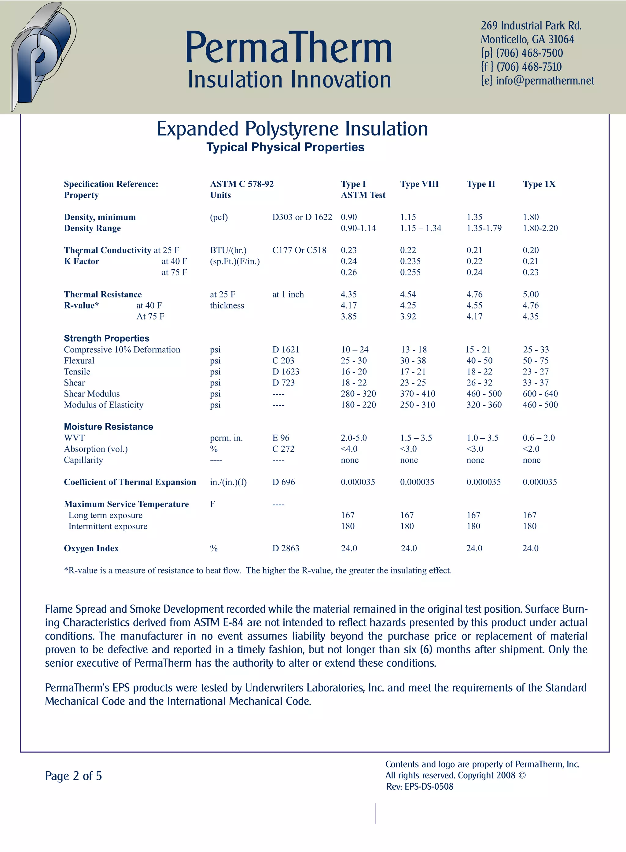 PermaTherm Expanded Polystyrene DataSheet | PDF