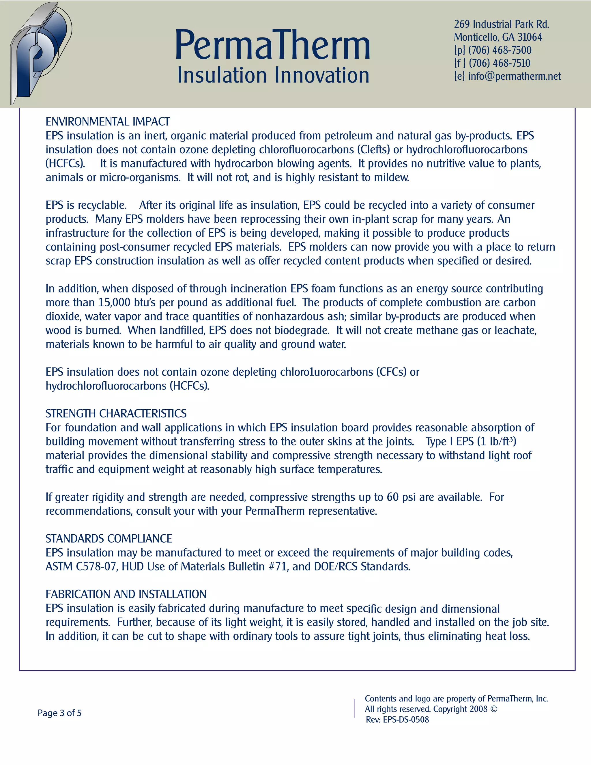 PermaTherm Expanded Polystyrene DataSheet | PDF