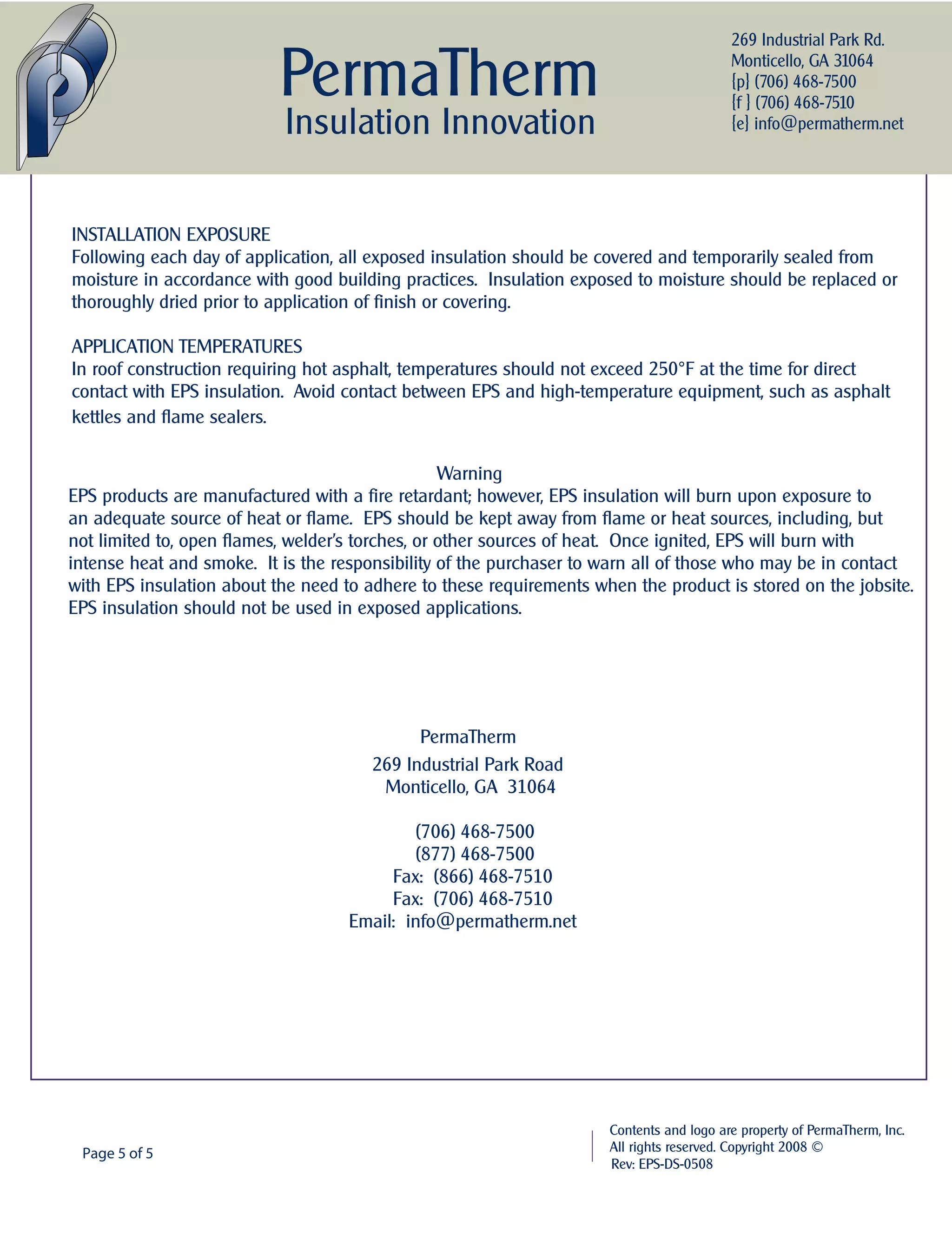 PermaTherm Expanded Polystyrene DataSheet | PDF