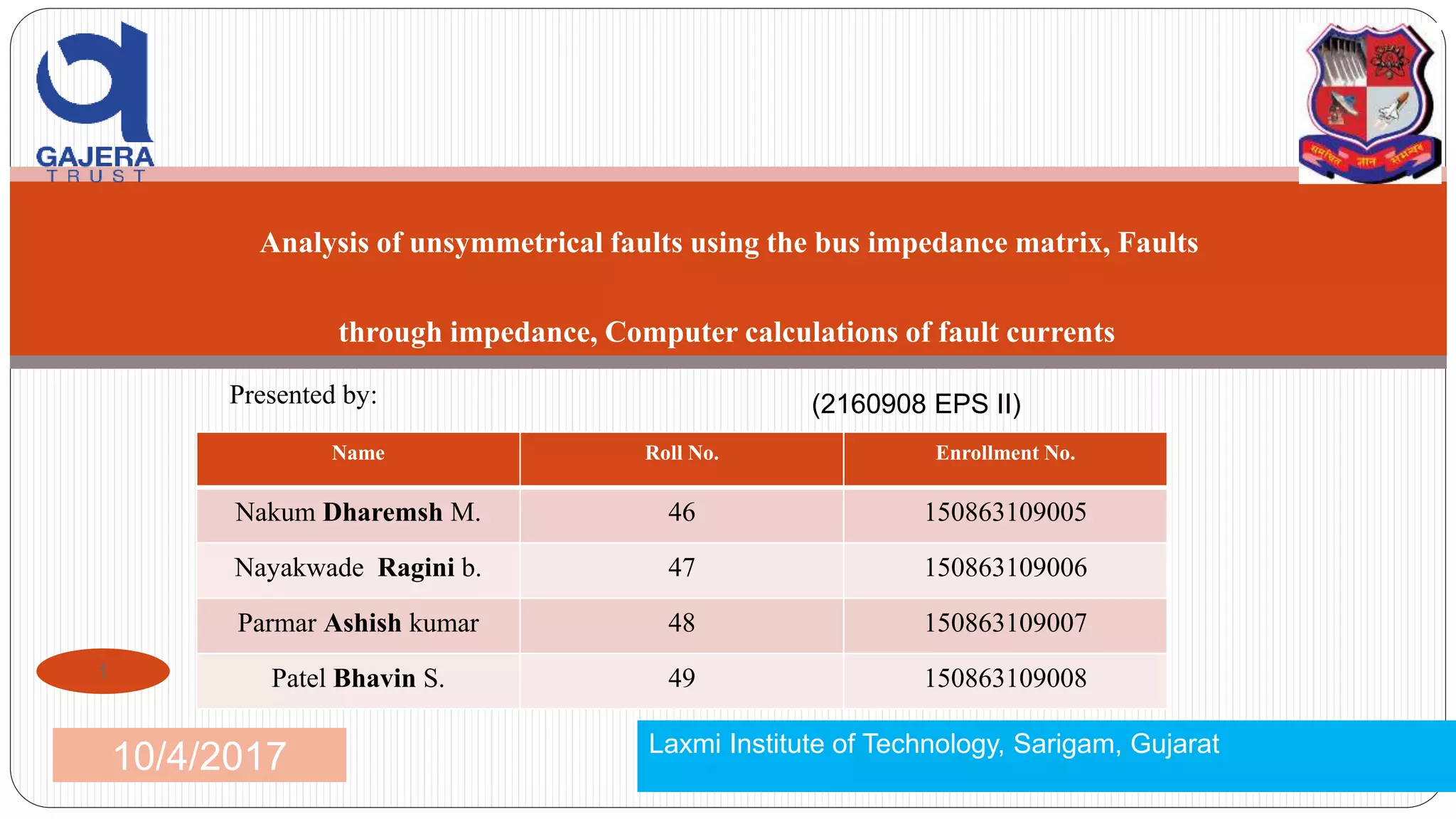 Analysis of unsymmetrical faults using the bus impedance matrix, Faults through impedance ...