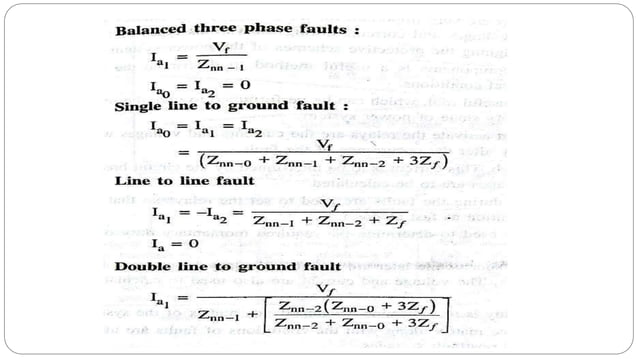 Analysis of unsymmetrical faults using the bus impedance matrix, Faults through impedance ...