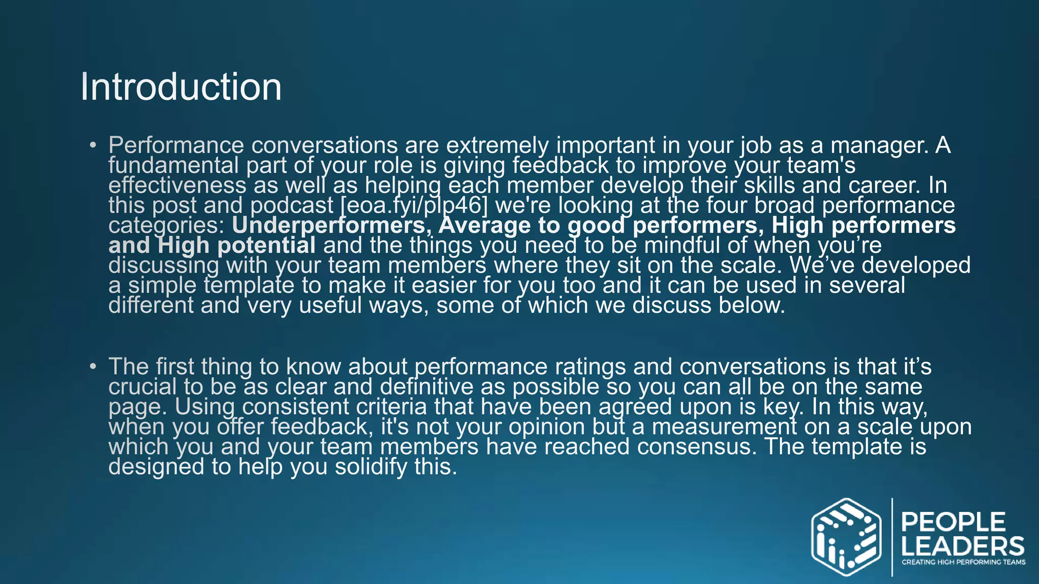 4 Types of Performance Conversations for Leaders and Managers | PPTX ...