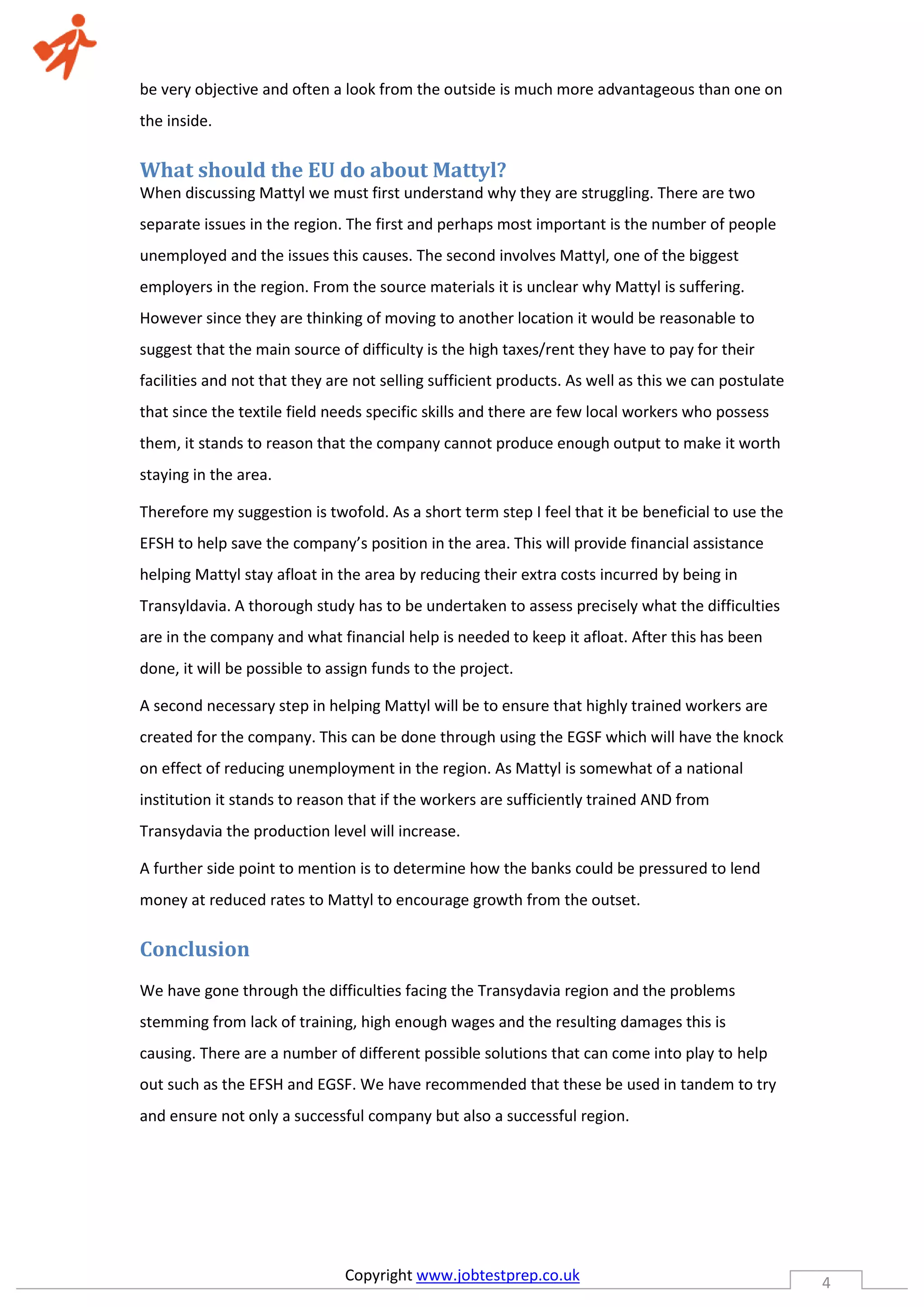 Epso case-study-sample-answer-generalists | PDF