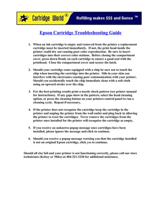 Epson cartridge troubleshooting guide 9 17-06 | DOC | Computer ...