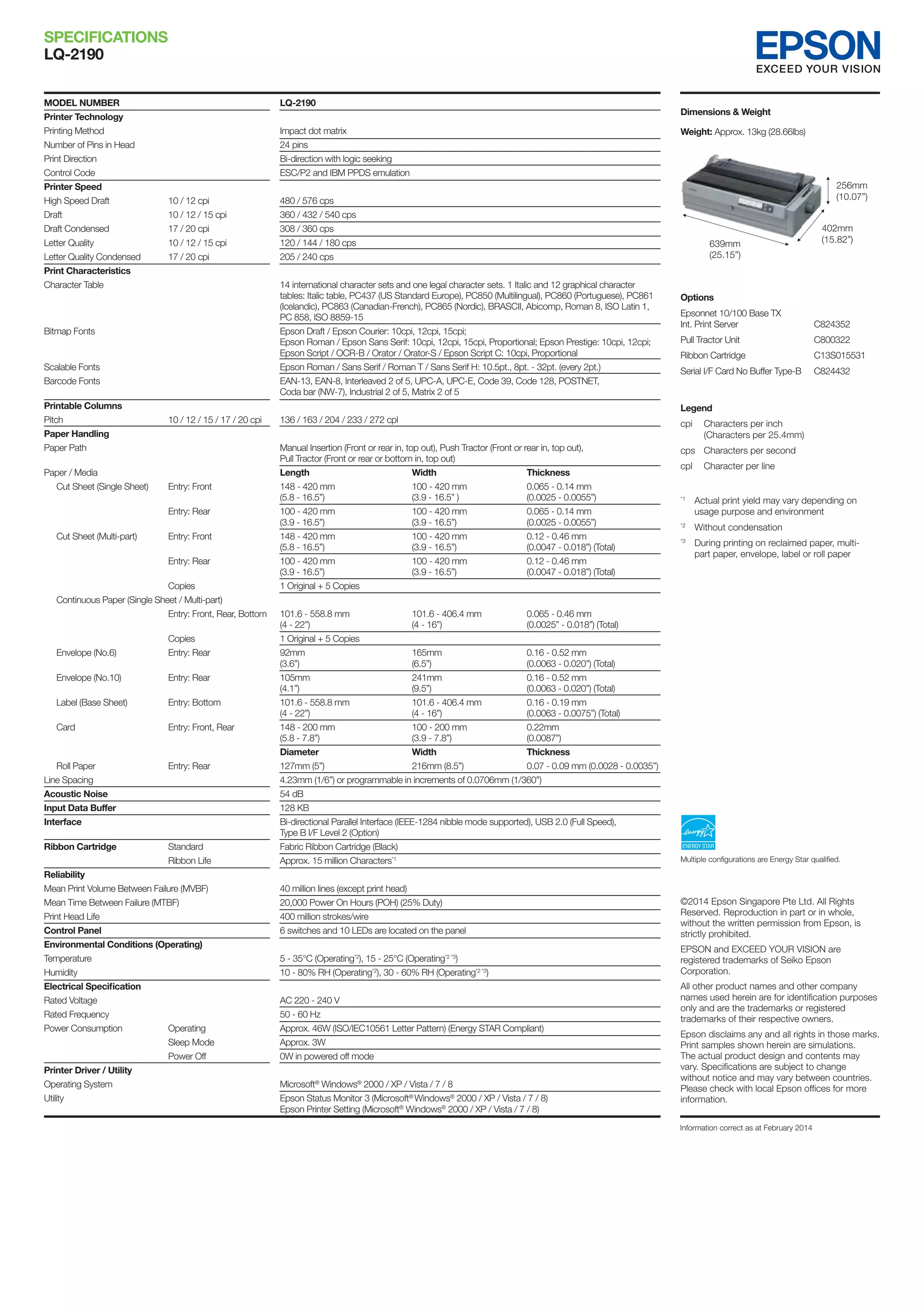 Epson lq2190 | PDF