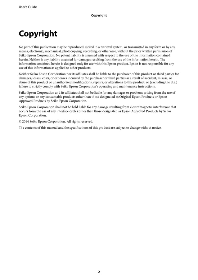 Epson Printer User Manual | PDF