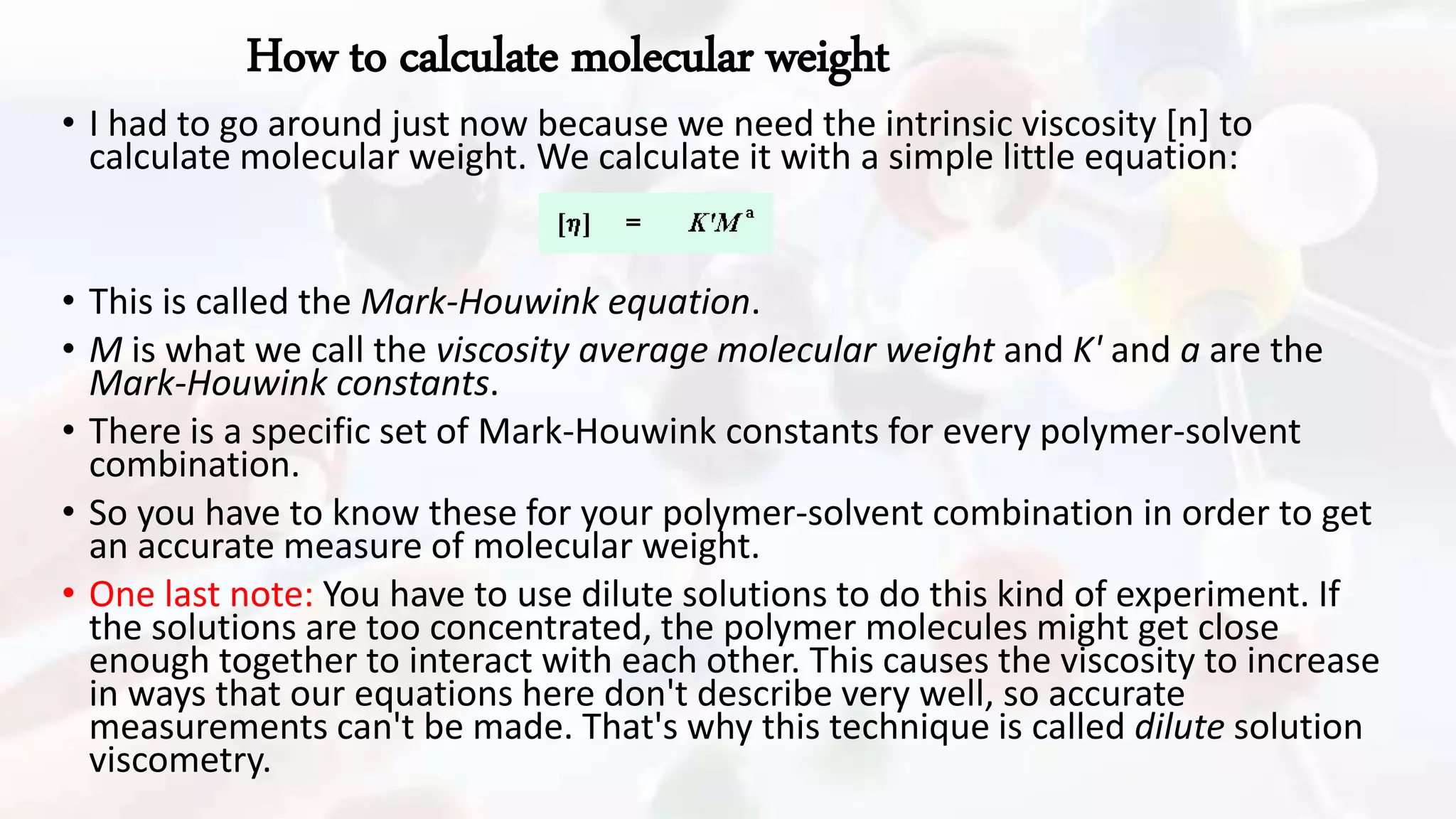 Ept 121 lecture viscosity average molecular weight | PPTX