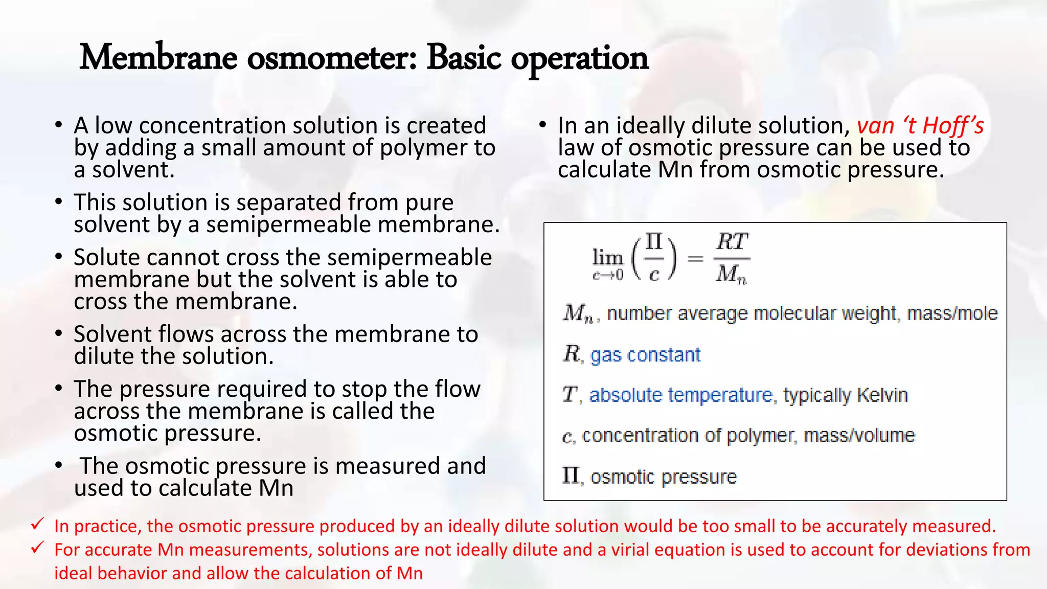 Ept 121 lecture membrane osmometry | PPTX