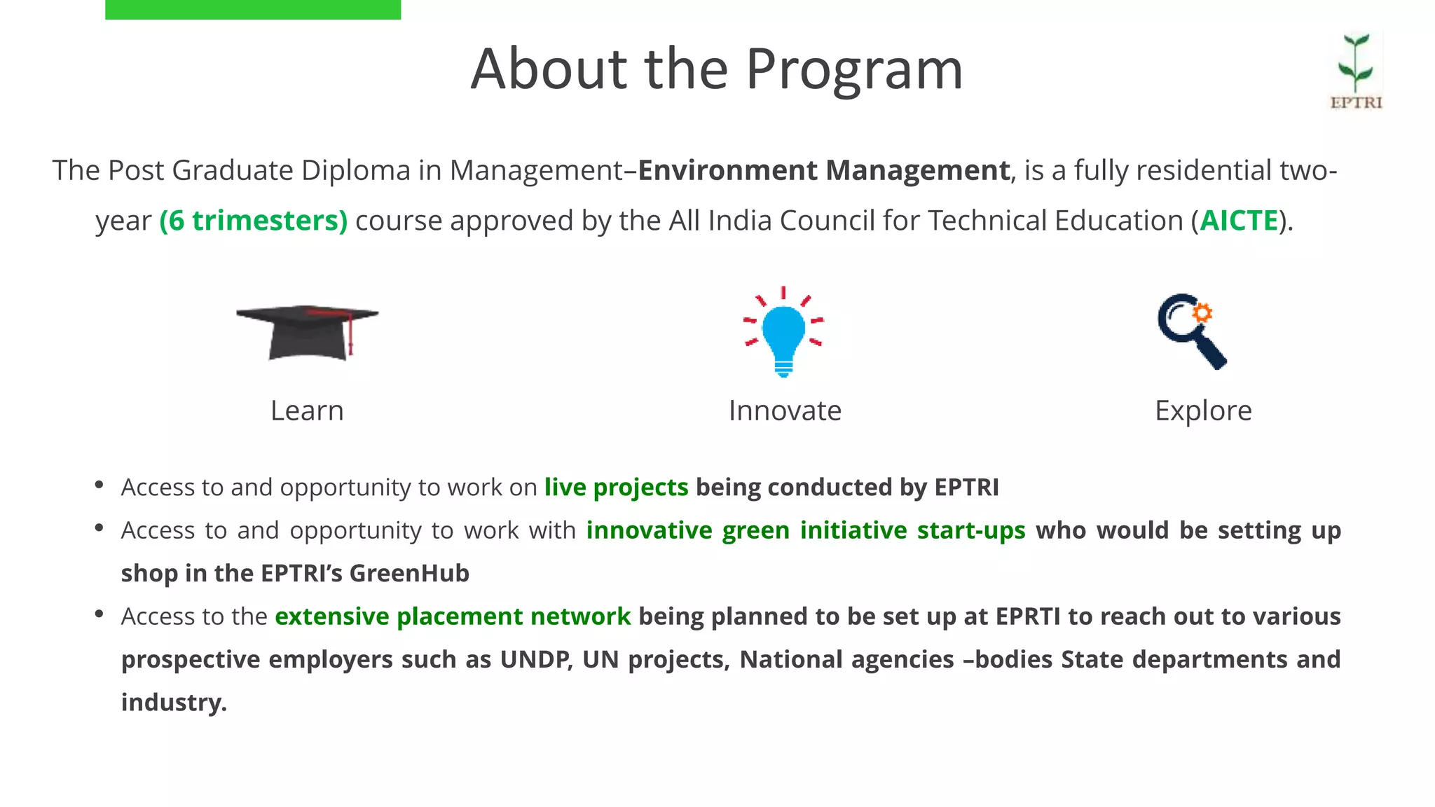 Eptri - Post Graduation Diploma in Management : Environment Management ...