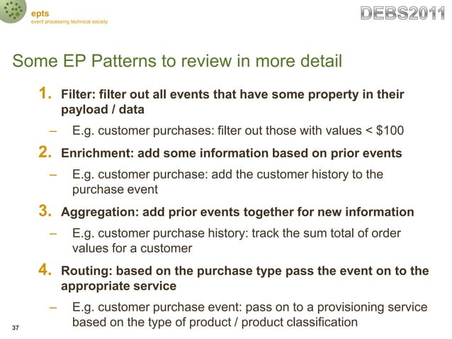 EPTS DEBS2011 Event Processing Reference Architecture and Patterns Tutorial v1 2 | PPT