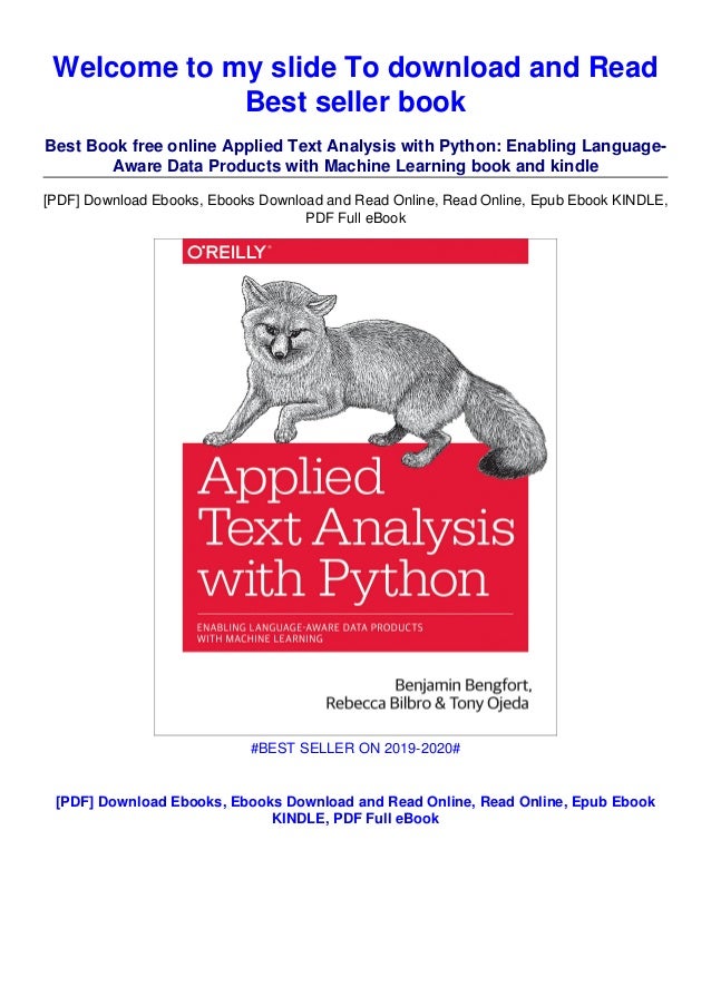 Epub Applied Text Analysis With Python Enabling Language Aware